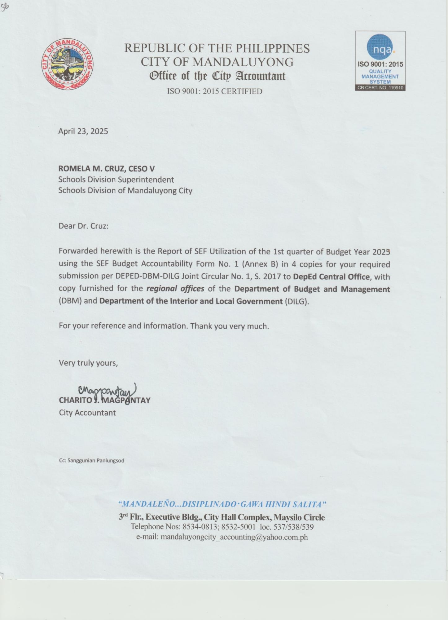 2025 1st Quarter SEF Utilization | DepEd Mandaluyong